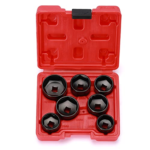 MIXPOWER 7 Pieces 3/8" Drive Low Profile Oil Filter Socket Set, 24mm ...