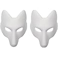 Amazon.com: Himine DIY White Fox Cosplay Mask Animal Costume Mask for ...