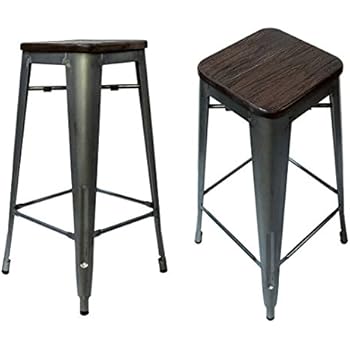 Amazon.com: Set of Two Tabouret 3503-30 30-inch Backless Metal Counter ...