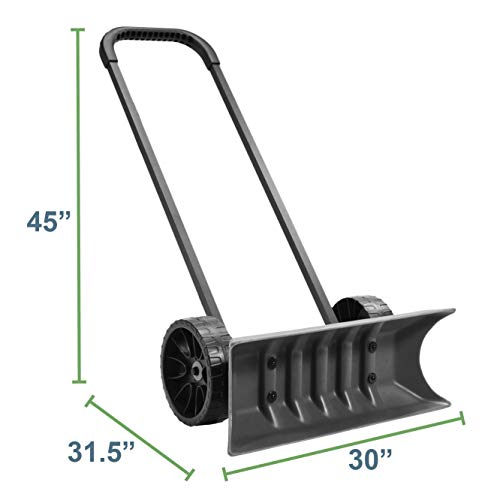 Vertex Heavy Duty 30 Inch Bi-Directional Rolling Easy Flip Snow Shovel ...