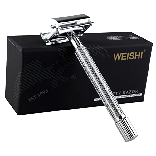 WEISHI Butterfly Open Double Edge Safety Razor Chrome Long Handle ...