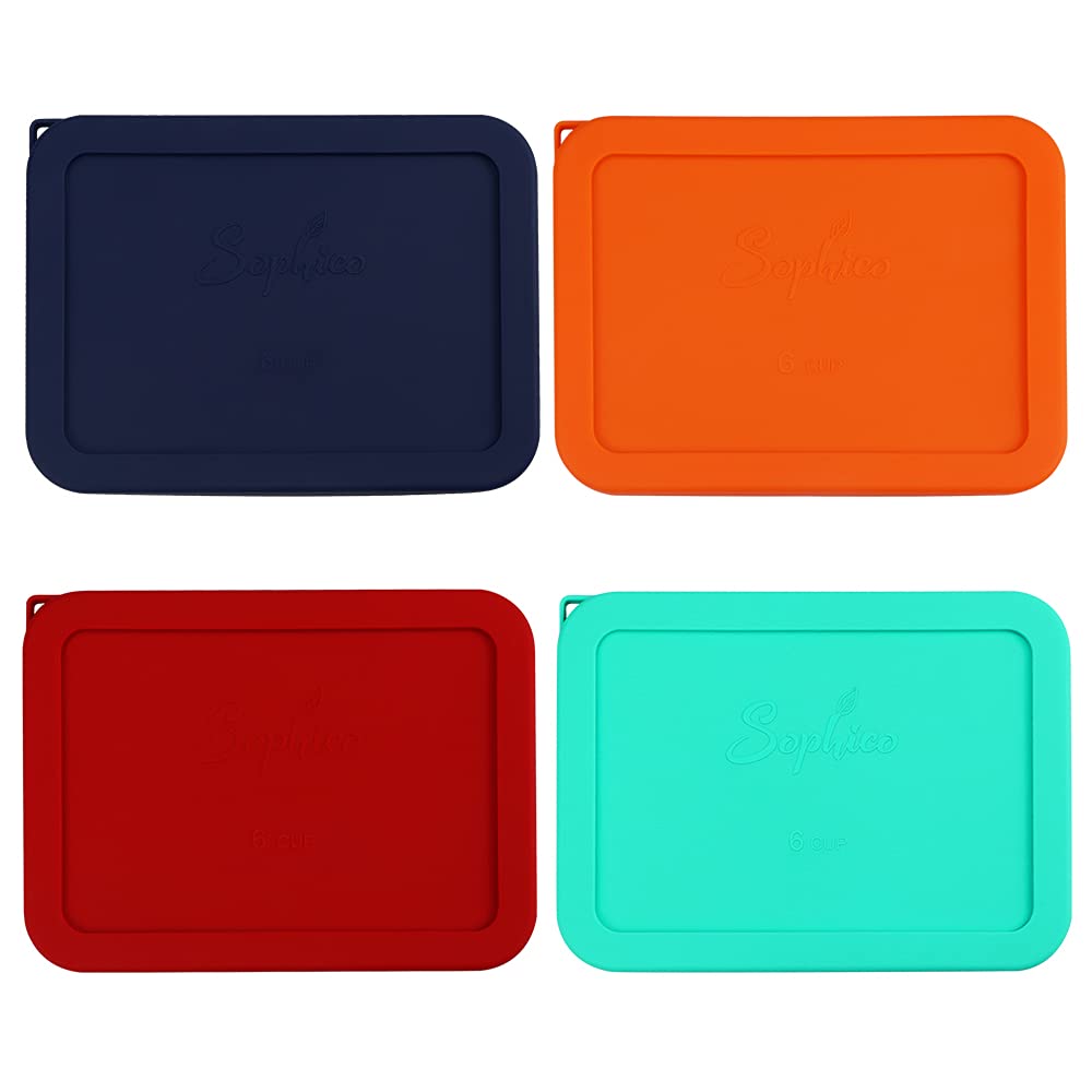 Sophico 6 Cup Rectangle Silicone Storage Cover Lids Replacement for ...