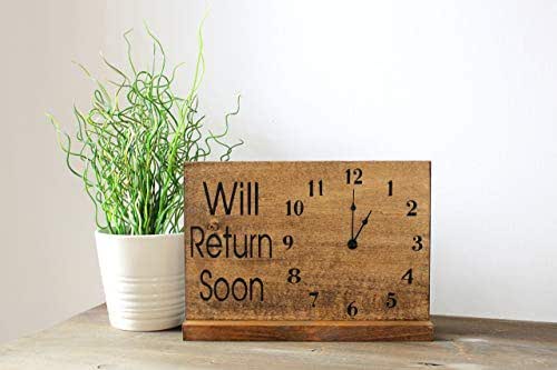 Amazon.com: Will Return Soon Stained Clock Sign : Handmade Products