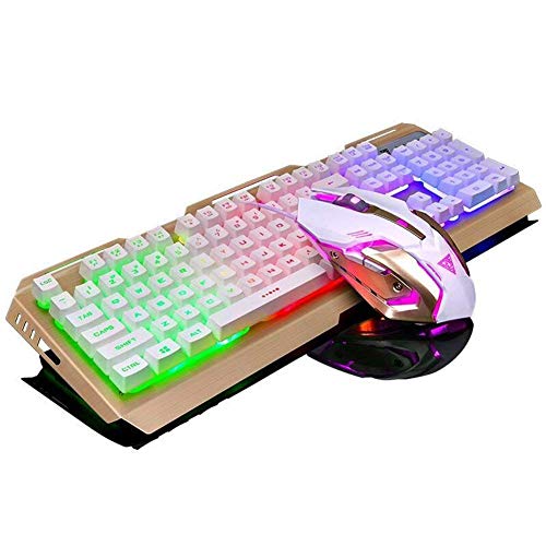 ANZERWIN Gold Gaming Keyboard and Mouse Combo Wired,Rainbow Keyboard ...