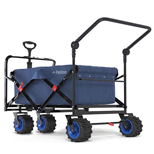 Pathlon Collapsible Folding Utility Wagon – Heavy Duty All Terrain ...