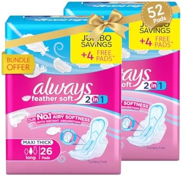 Always 2 in 1 Feather Soft, Thick, Long Sanitary Pads with Wings Bundle ...