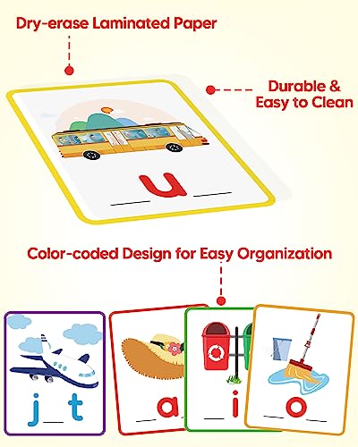 Gojmzo CVC Word Writing & Spelling Flash Cards, Preschool Learning ...