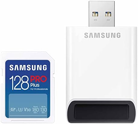 SAMSUNG PRO Plus Full Size 128GB SDXC Memory Card + Reader, Up to 180 ...