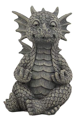 Ebros Garden Dragon Statue 10" H Cute Baby Dragon Winking Eye Faux ...