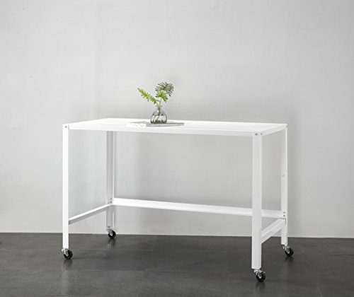WK656876 Urban Shop Metal Rolling Desk, White