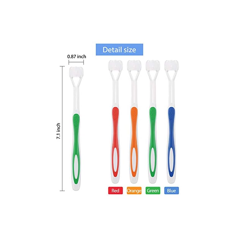 4 Pieces 3 Sided Autism Toothbrush Three Bristle Travel Toothbrush for ...