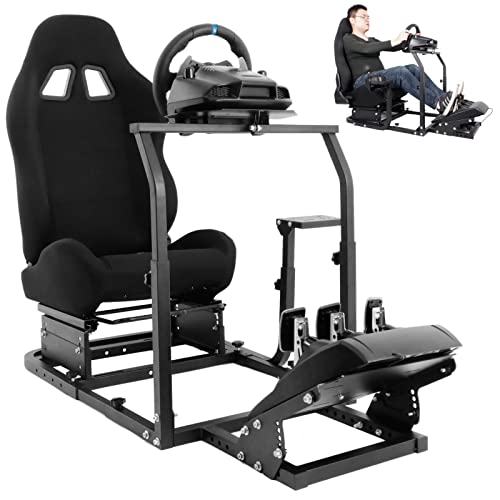 Dardoo Simulator Driving Cockpit Stand Adjustable Black Seat Fits for ...