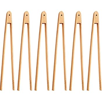 Amazon.com: BOBZYXL Bamboo Toaster Tongs Set, 9.5-Inch, Natural Bamboo ...