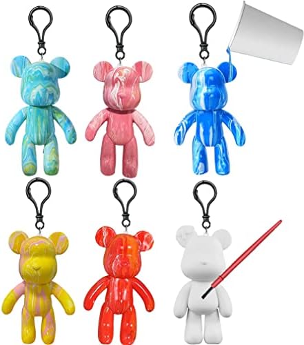 Goodern Compatible 6 Pack DIY Fluid Bear Keychain, Art Key Chain for ...