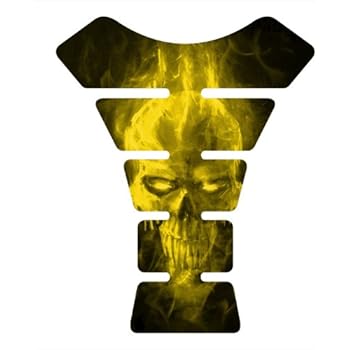 Amazon.com: Ice Skull Yellow Motorcycle Sportbike Gas Tankpad ...
