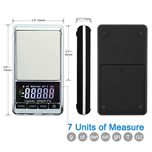 Digital Precision Gram Scale, 0.001oz/0.01g 500g Mini Pocket Scale, Portable Electronic Weight ...