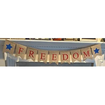 Amazon.com: Burlap Flag Banner with Stars and Stripes 4th of July ...