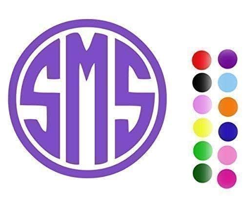 Amazon.com: Circle Monogram Vinyl Decal Sticker - Custom Cut with Your ...
