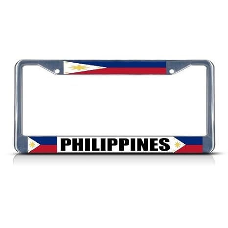 PHILIPPINES FLAG FILIPINO COUNTRY Chrome Heavy Duty Metal License Plate ...