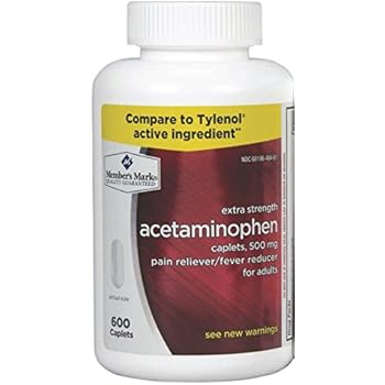 Amazon.com: Acetaminophen Generic 500 mg Extra Strength - 600 Caplets ...