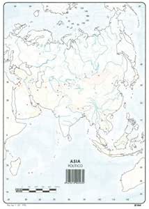 Mapa Mudo Asia Político A4 (10 ud.) : Amazon.es: Oficina y papelería
