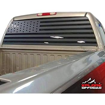 Amazon.com: F-150 / F-250 Flat Black American Flag Rear Window Accent ...