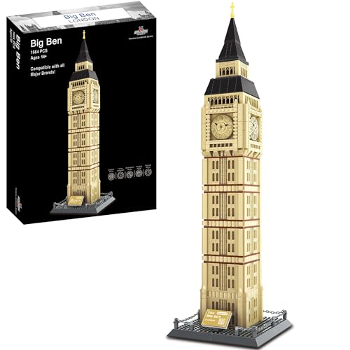Apostrophe Games Big Ben Building Block Set (1,664 Pieces) London's Big Ben Clock Tower Famous ...