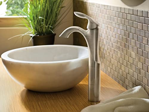 Moen Eva Brushed Nickel One-Handle High Arc Bathroom Faucet, 6400BN ...