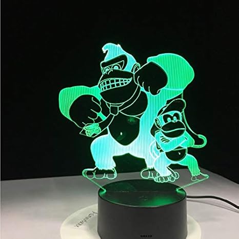 Acrylic LED Night Light Monkey 3D Led Desk Lamp 7 Colors Change Home ...