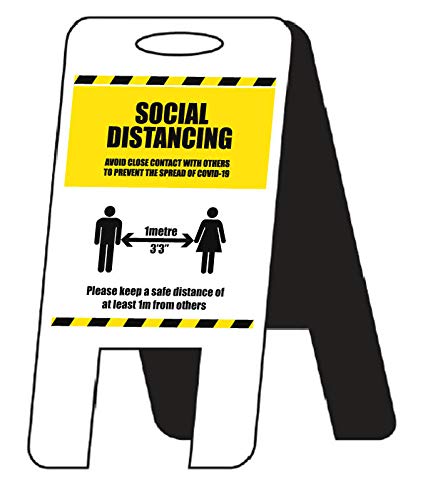 Please keep a safe 1m distance (self standing fluted folding sign ...