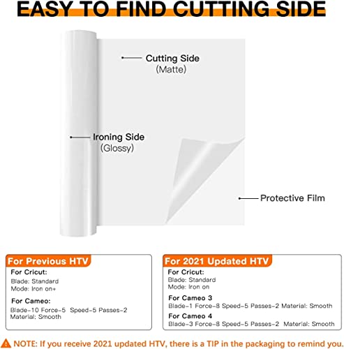 HTVRONT Heat Transfer Vinyl White HTV Rolls - 12" x 20ft White Iron on ...