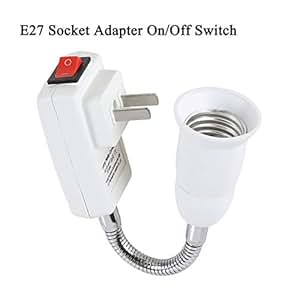 Electop E27 Socket Adapter with On/Off Switch to US Plug, Flexible ...