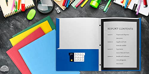 FILE-EZ 8-Pocket Folder Organizers, Assorted Colors, 5-Pack, Durable ...