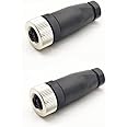 Amazon.com: 2 Pcs Plug M12 4 Pin A-Coding Plastic Shell Female Plug ...