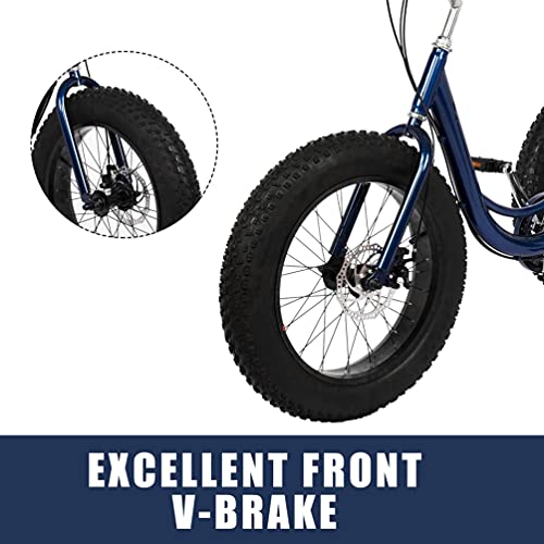 Fat Tire Snow Bike Adult Tricycles Three Wheel Cruiser Bike - 7 Speed ...