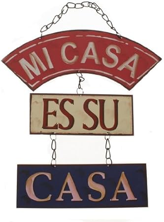 Mi Casa Es Su Casa Retro Metal Hanging Sign: Amazon.co.uk: Kitchen & Home