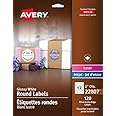 Avery 2" Inch Round Labels, Glossy White, Permanent, Pack of 120 Labels ...