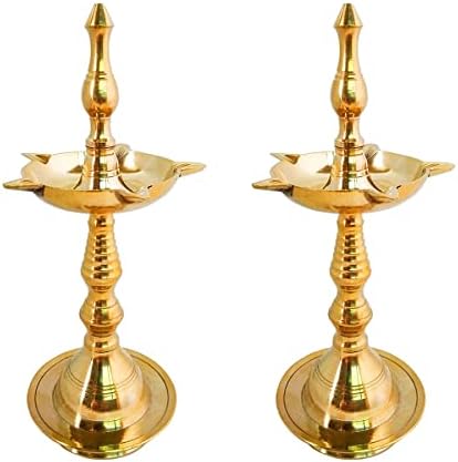 Crafts of India Brass Kerala Samai Standing Deepak for Puja ...