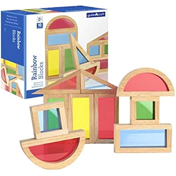 Amazon.com: Guidecraft Rainbow Blocks Set - 10 Pcs. Kids Learning ...
