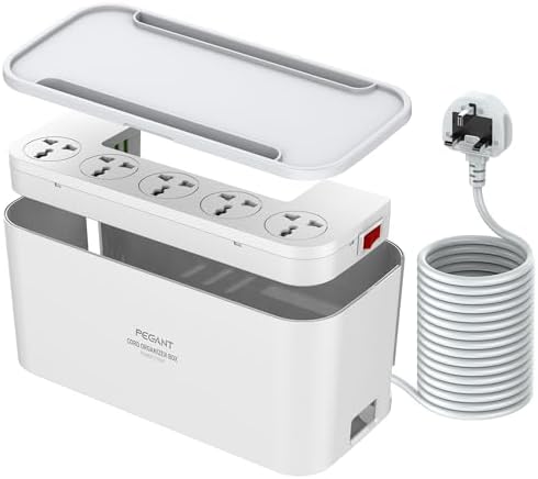 PEGANT 3-in-1 Power Extension Cord and Cable Management Box, 5 ...