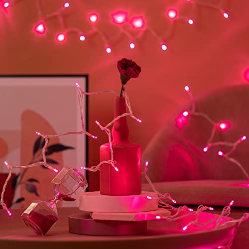 YULETIME 100 Feet 300 Count Pink LED String Lights with 8 Models ...