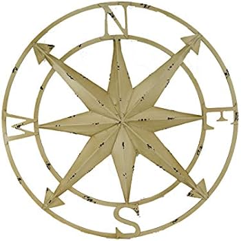 Amazon.com: Rustic Cast Iron Rose Compass Nautical Beach House Wall Art ...