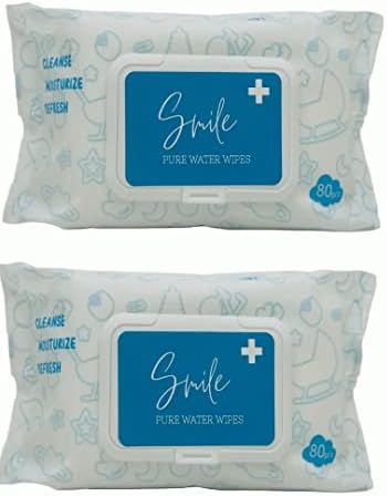 Smile Pure Water Wipes, 160 count, Cleanse, Moisturize, Refresh ...