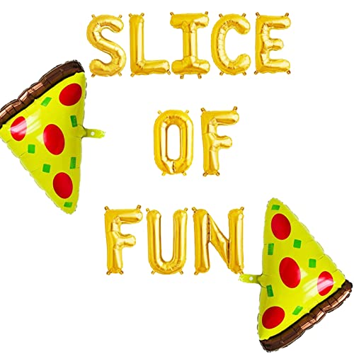 Slice of Fun Balloons Gold Pizza Time Party Banner Pizza Party/Italy ...