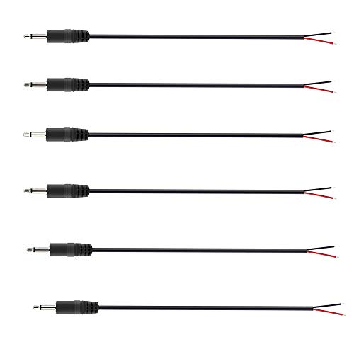 daier 6Pcs 2.5mm Male Plug to Bare Wire Open End TS 2 Pole Mono Plug ...