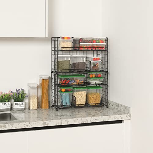 Hayexiha Stackable Pantry Baskets Rack for Snack Spice, 2 Packs Wire ...