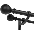 Amazon.com: Matte Black Double Curtain Rods, 28-48 Inch Decorative ...