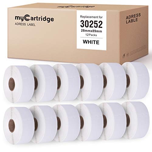 myCartridge 12-Rolls Compatible with Dymo 30252 Black on White Address ...