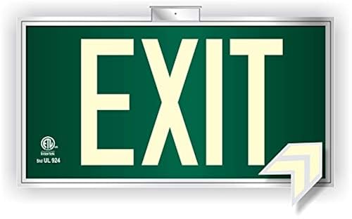 Photoluminescent Exit Sign Green Framed Flag/Ceiling Mount (Removable ...
