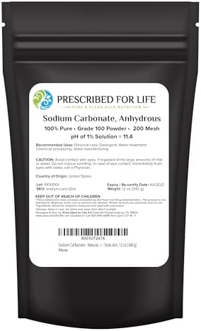 Sodium Carbonate - Natural Grade 100 Anhydrous Powder - Soda Ash, 12 oz ...